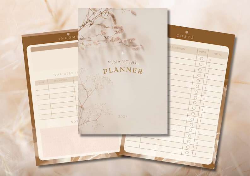 PRINTABLE & Digital Beige Aesthetic Yearly Financial Journal - Etsy