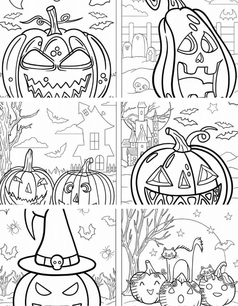 Halloween Coloring Pages | Spooky Pumpkin 50 Pages - Etsy