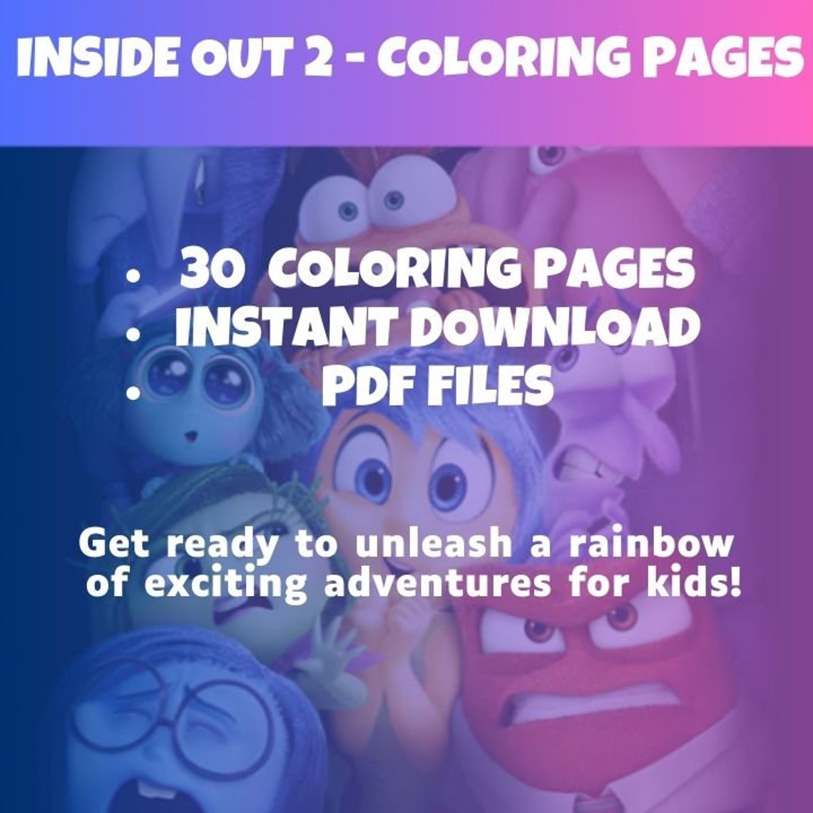 Inside Out 2: Emotions Unleashed Coloring Book by Kayjen - Etsy