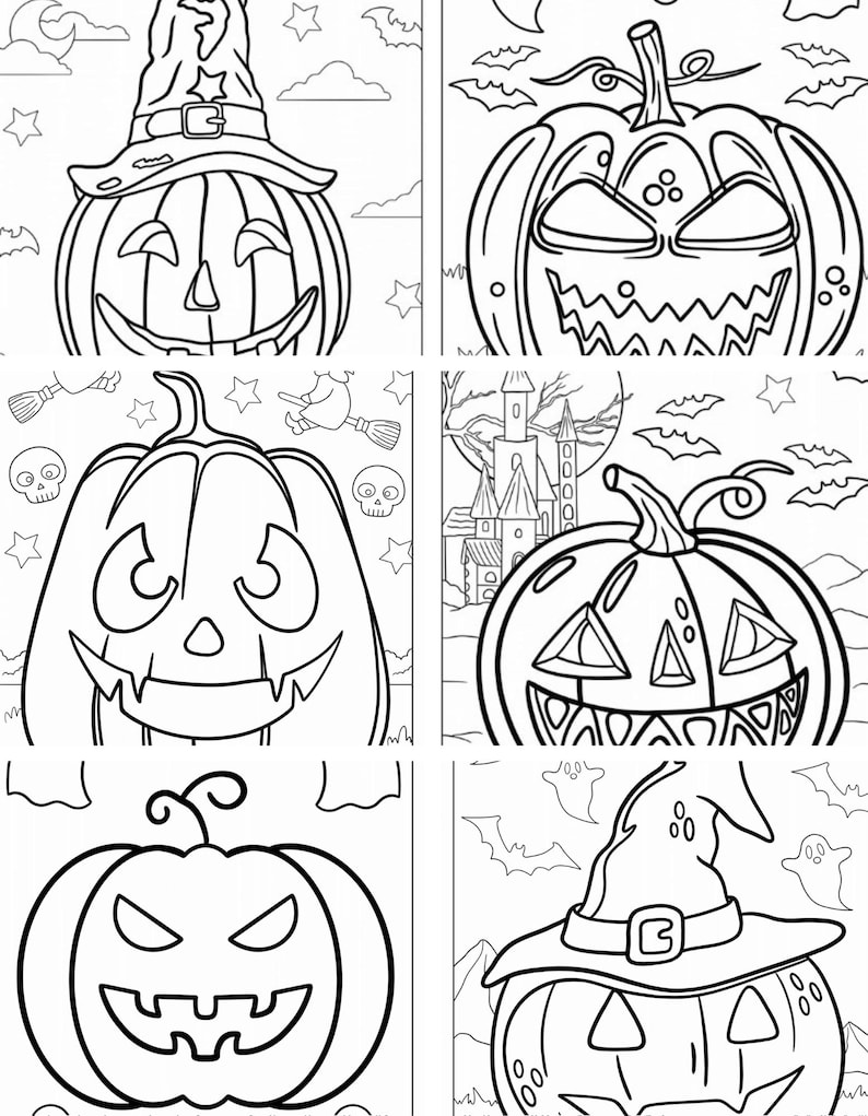 Halloween Coloring Pages | Spooky Pumpkin 50 Pages - Etsy