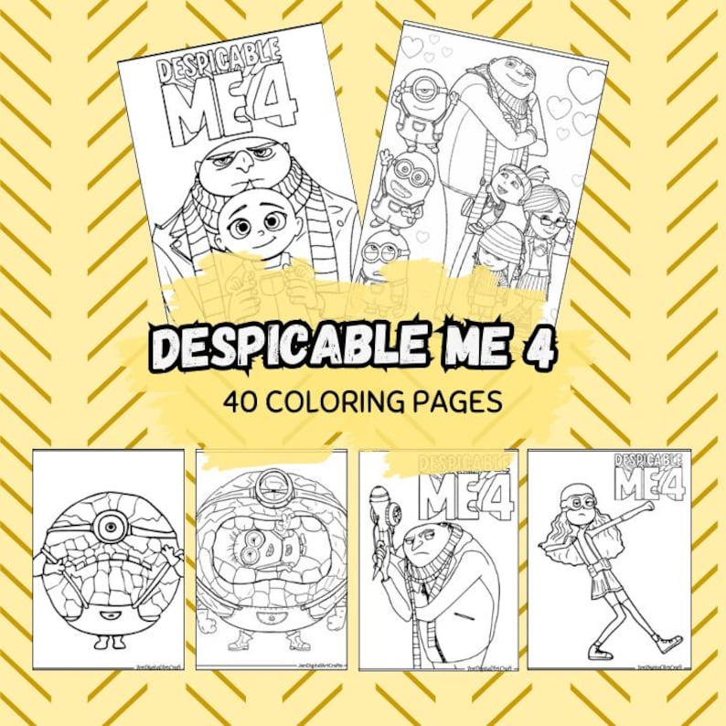 DESPICABLE ME 4 Coloring Book | 40 Pages Fun and Relaxation | Coloring ...