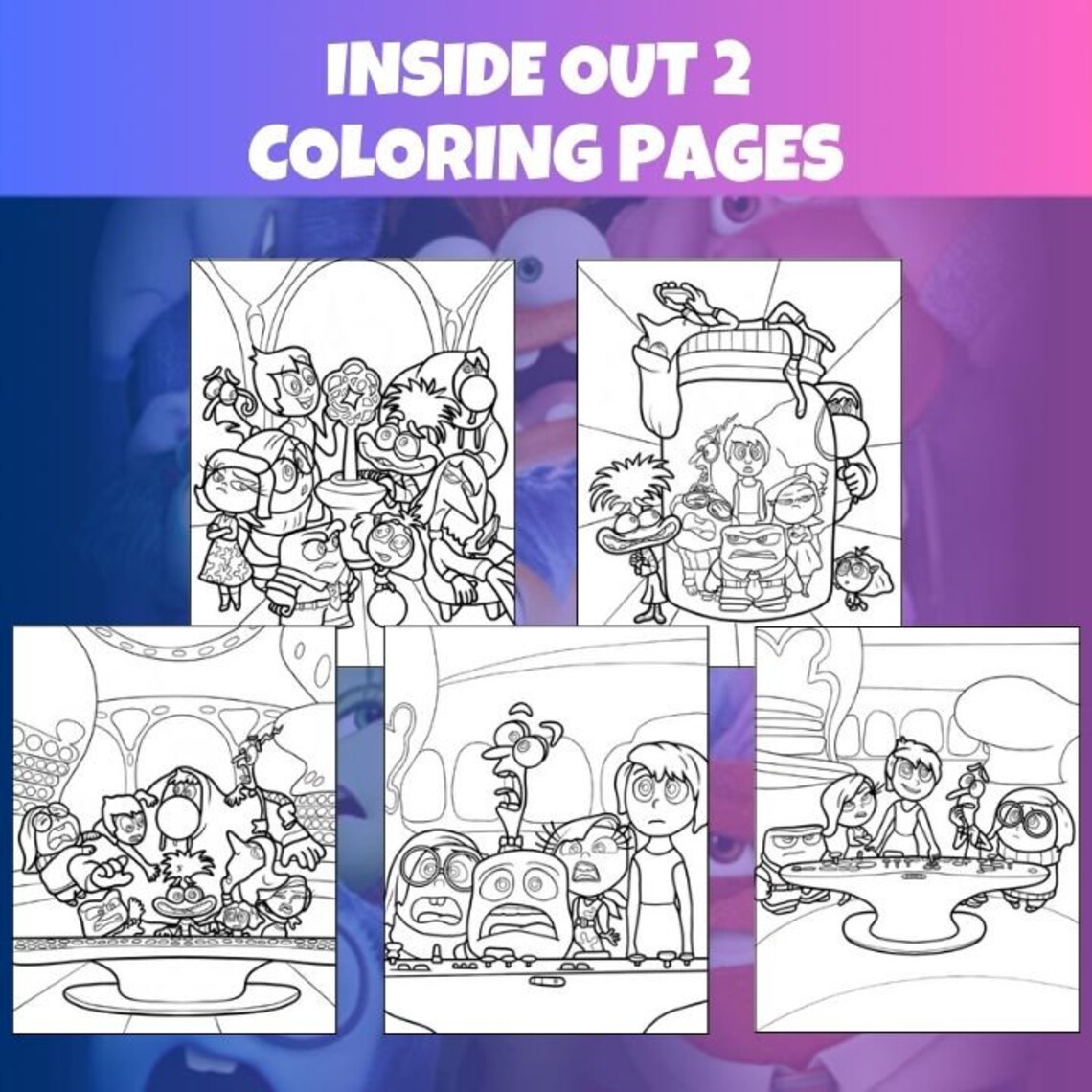 Inside Out 2: Emotions Unleashed Coloring Book by Kayjen - Etsy