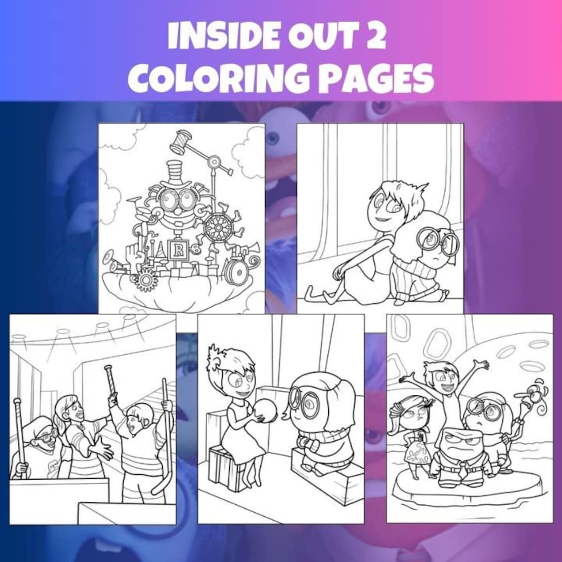 Inside Out 2: Emotions Unleashed Coloring Book by Kayjen - Etsy