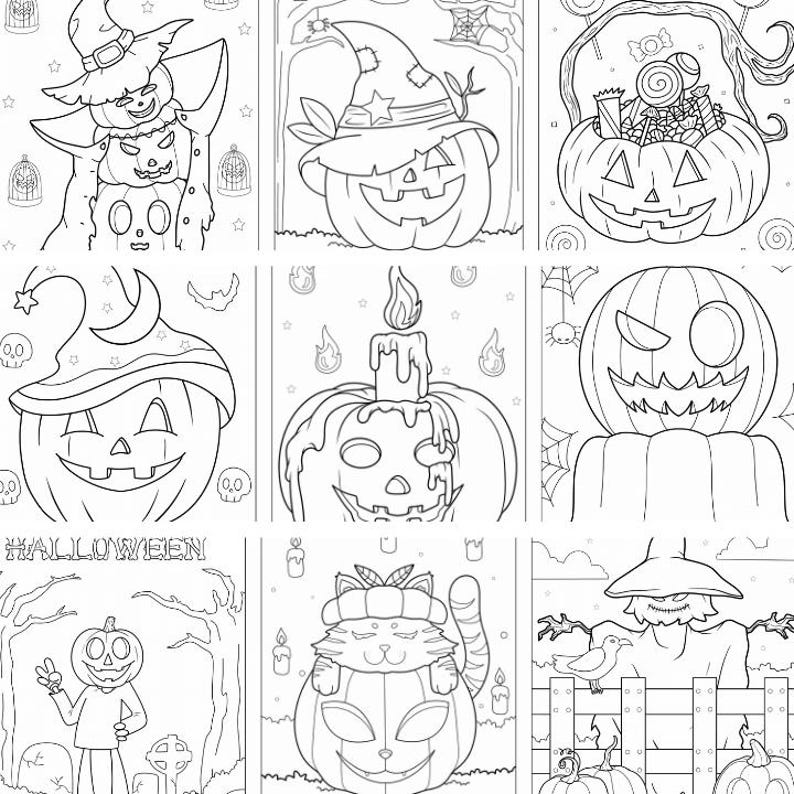 Halloween Coloring Pages | Spooky Pumpkin 50 Pages - Etsy