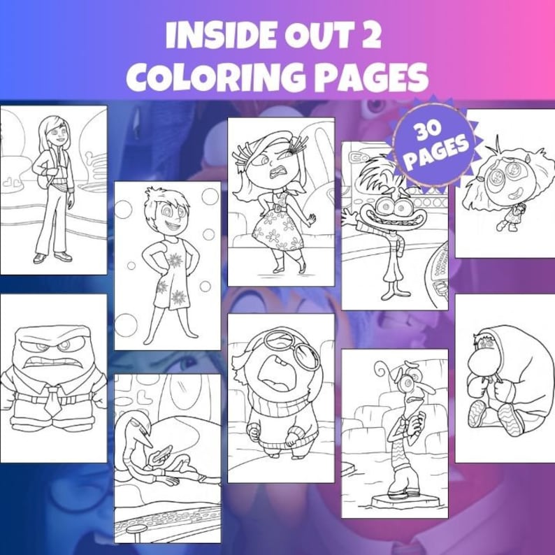 Inside Out 2: Emotions Unleashed Coloring Book by Kayjen - Etsy