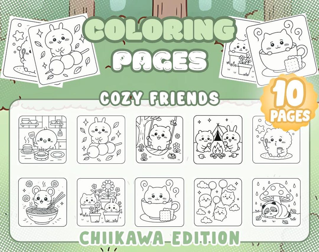 Coloring Pages Cozy Friends Chikawa Edition, Bold and Easy Coloring ...