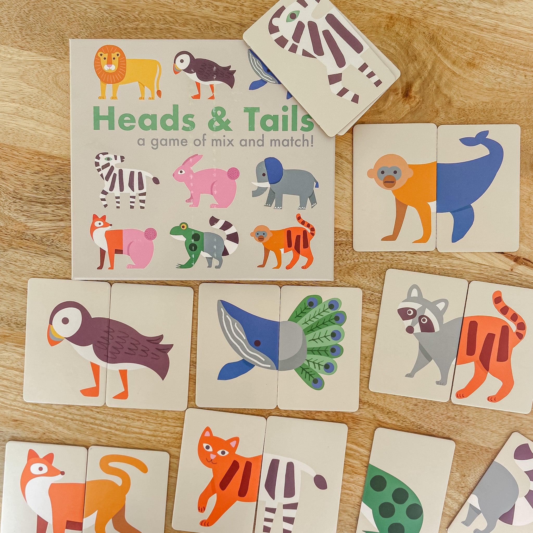 Classic Children's Gift Set (animal Theme) Wooden Cube Puzzle, Heads ...