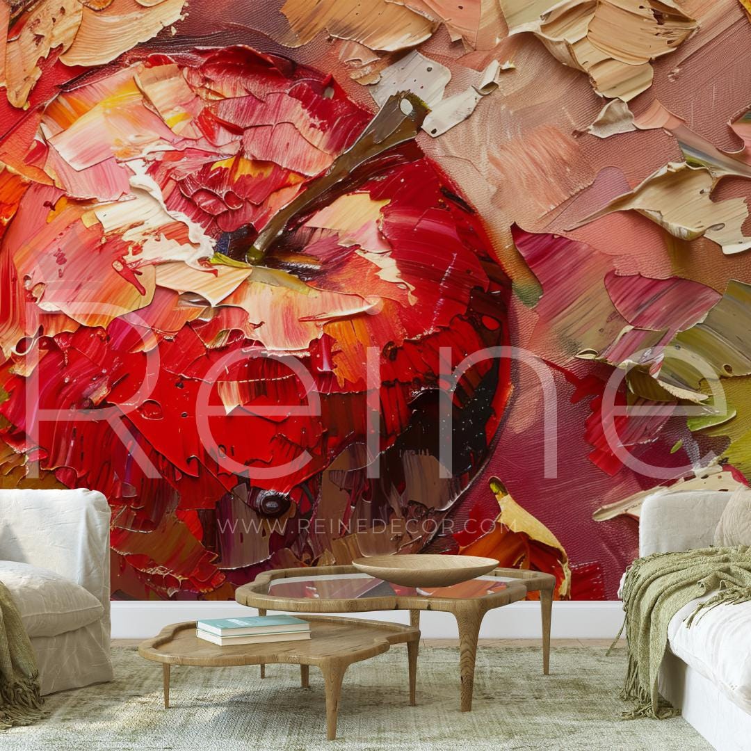 Red Apple Wallpaper Impasto Wallpaper Food Wallpaper Fruit Wallpaper ...