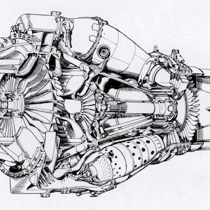 9XP0594 - Rolls-royce Derwent Engine Cutaway (detailed Diagram Aviation ...