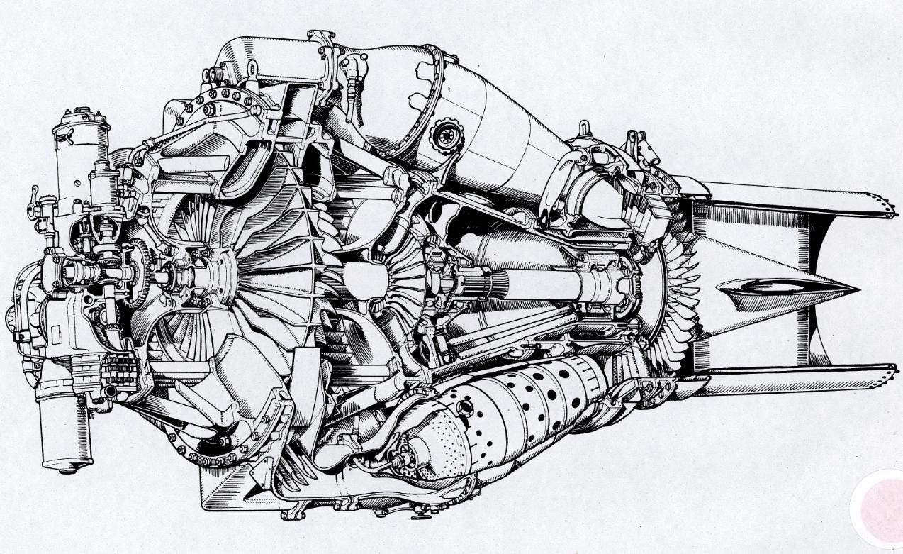 9XP0594 - Rolls-royce Derwent Engine Cutaway (detailed Diagram Aviation ...