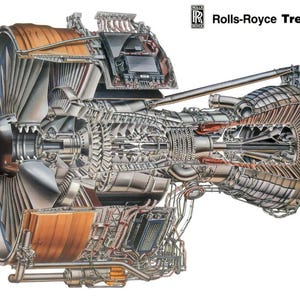 9XP0596 - Rolls-royce Trent 800 Engine Cutaway (detailed Diagram ...