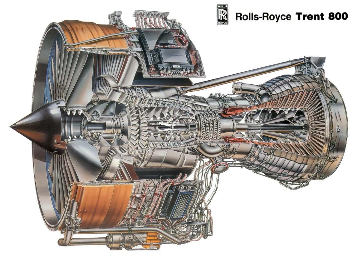 9XP0596 - Rolls-royce Trent 800 Engine Cutaway (detailed Diagram ...