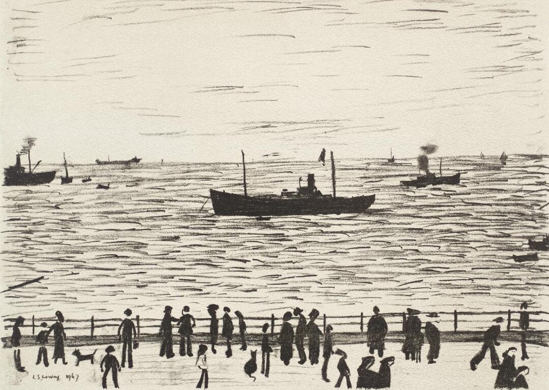 9XP0122 - Seaside (c1950’s) by British Artist LS Lowry (picture Poster ...