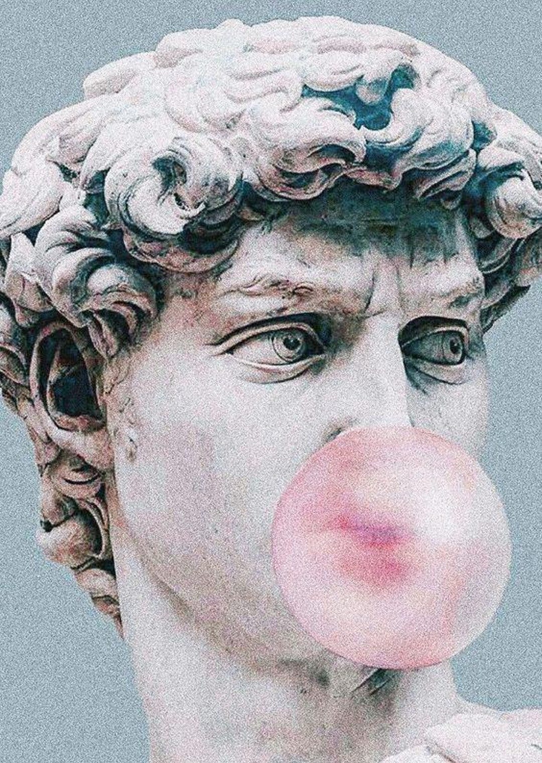 9XP0564 – Michelangelo’s Statue of David Blowing a Big Pink Bubble Gum ...