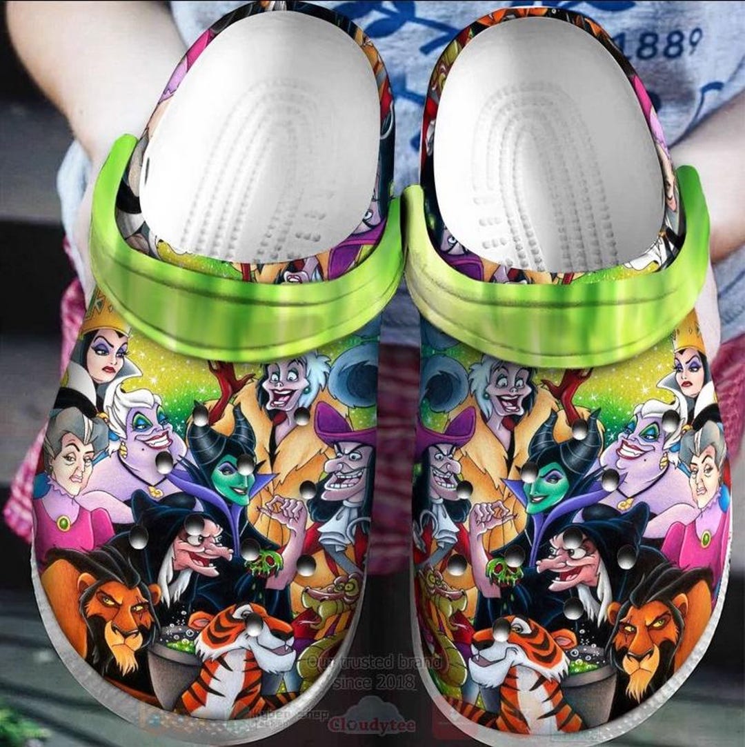 Disney Villains Cartoon Clogs Shoes, Disney , Villains Custom Slipper ...