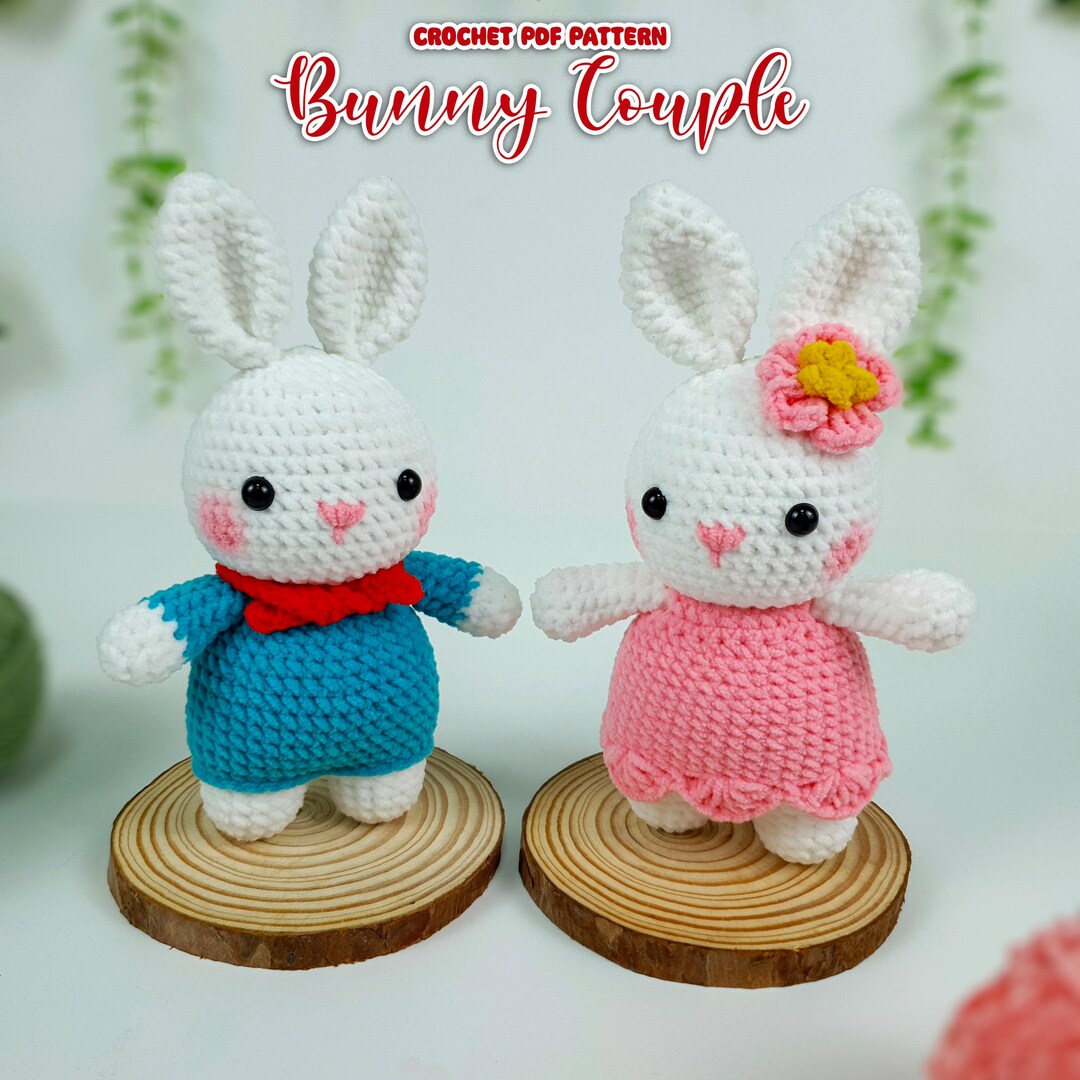 Bunny Couple Crochet Pattern, Rabbit Amigurumi Patterm, Bunny Crochet ...