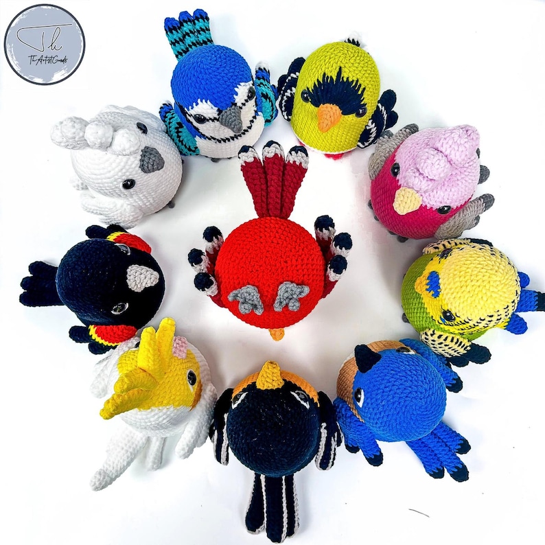 Crochet Bird Plushie Pattern: Cardinal, Bluebird, Goldfinch (PDF ...