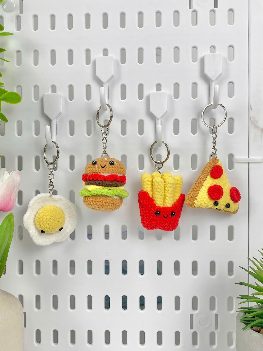 Crochet Fast Food Keychain Pattern: Burger, Fries, Pizza (PDF Pattern ...