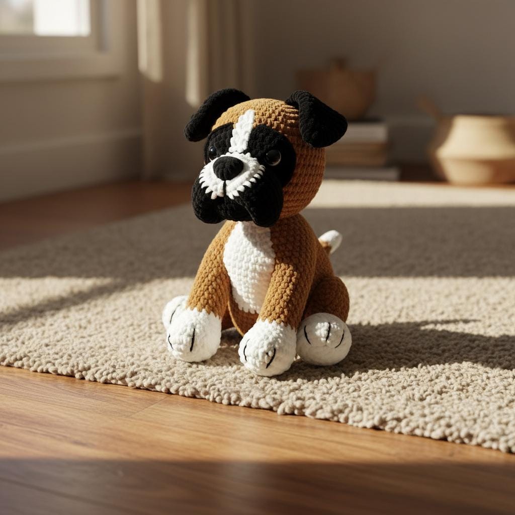 Boxer Dog Crochet Pattern PDF, Amigurumi Boxer Puppy, Easy Plush Dog ...