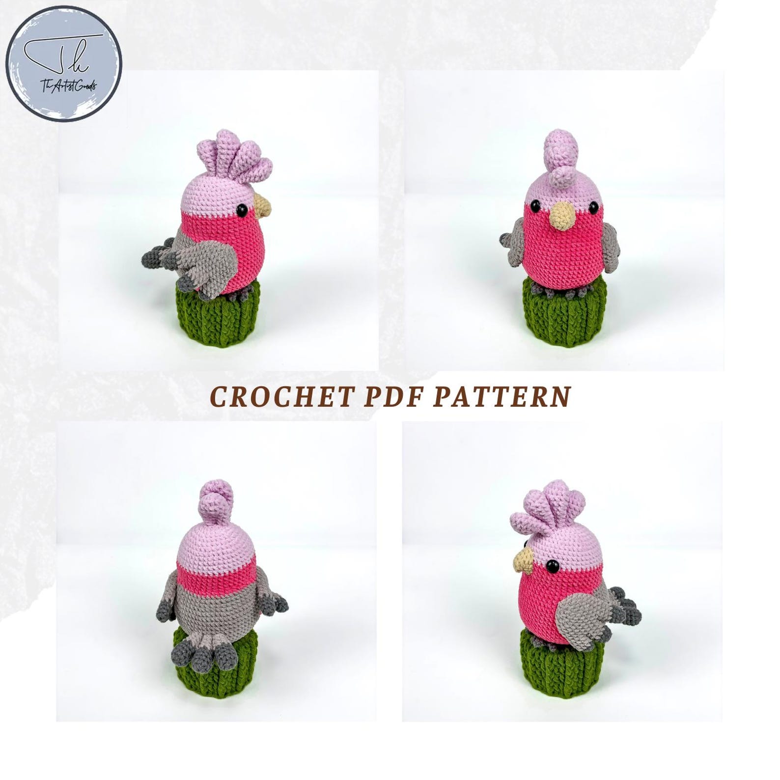 Galah Cockatoo Amigurumi Crochet Pattern (PDF) - Etsy
