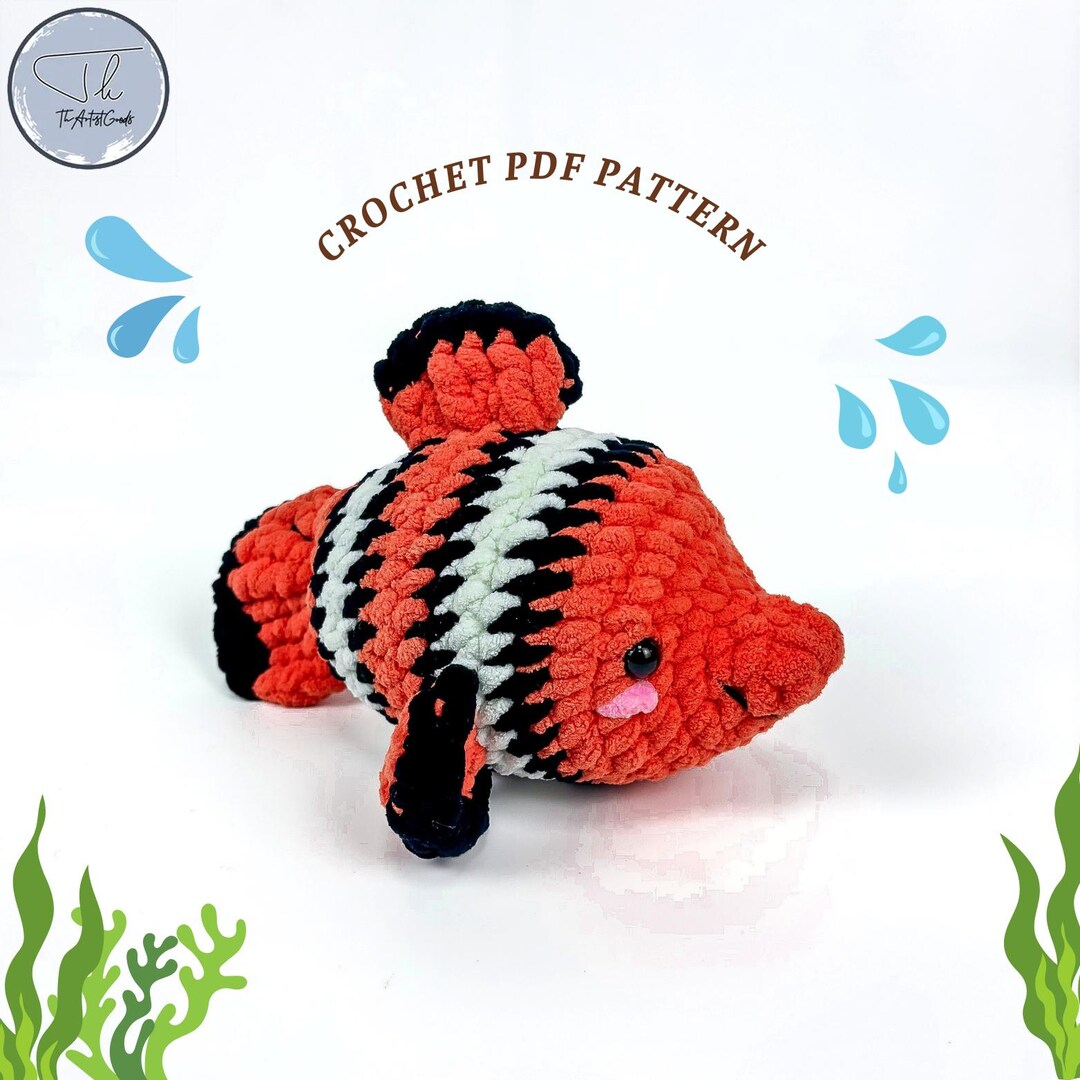 Clownfish No Sew Crochet Pattern PDF (english Only), Crochet Clownfish ...