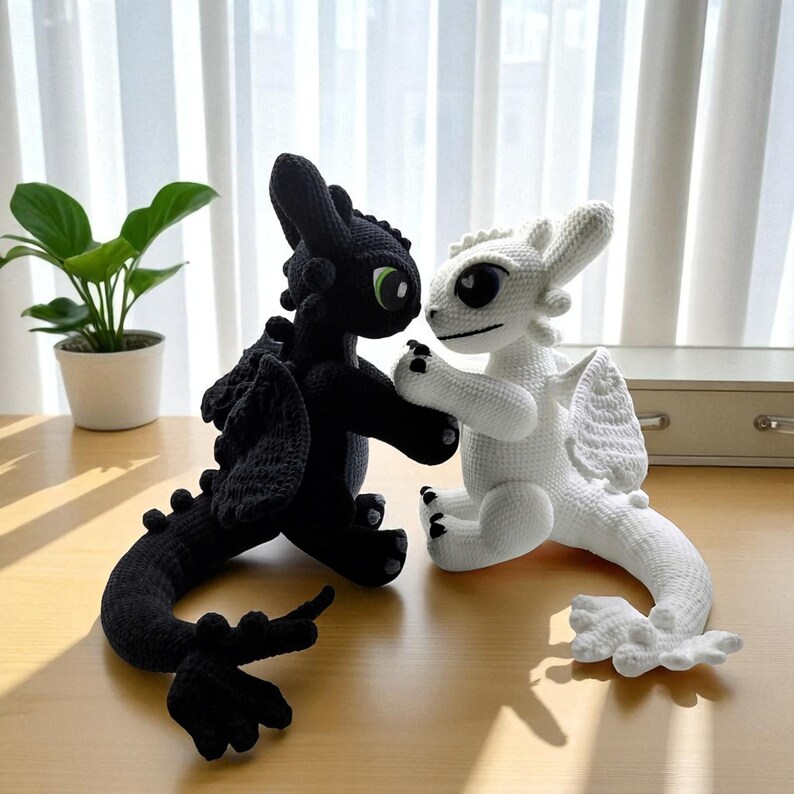 Toothless & Light Fury Crochet Pattern: Dragon Amigurumi Couple (PDF ...