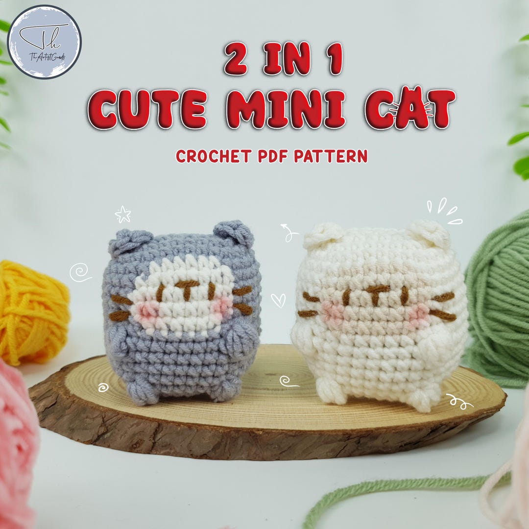 Mini Cat Crochet PATTERN PDF DOWNLOAD, Crochet Pattern Little Kitten ...