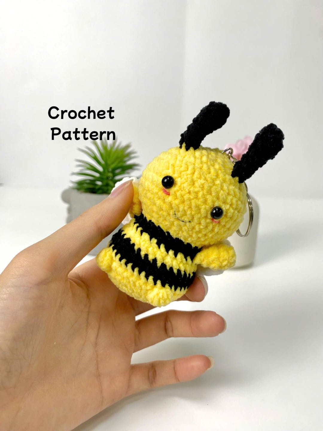 Mini Bee Crochet Pattern, Cute Bee Keychain PDF, Amigurumi Plush Toy ...