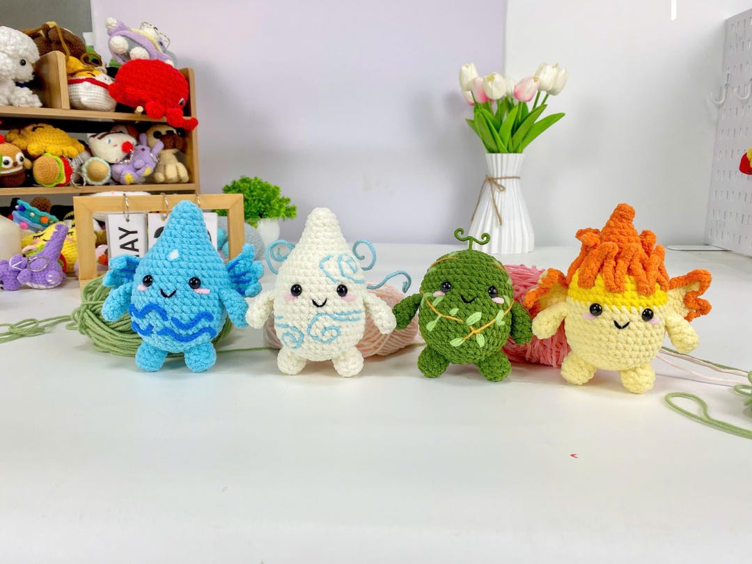 Elemental Sprites Crochet Pattern PDF Bundle 4 in 1, Amigurumi Fire ...