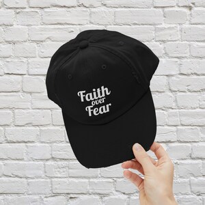 Faith Over Fear Distressed Baseball Cap, Christian Baseball Hat, Bible ...