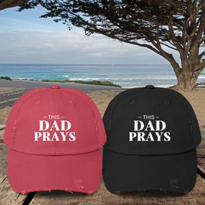 This Dad Prays Distressed Baseball Cap, Christian Baseball Hat, Bible ...