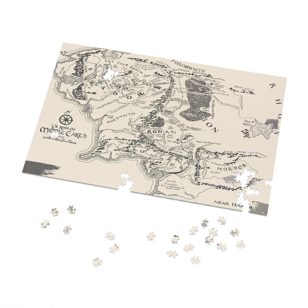1000-piece Middle Earth Map Jigsaw Puzzle With Tin Unique Gift for LOTR ...