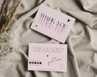 Editable Printable Simple Pink Small Business Thank You Card Printable ...