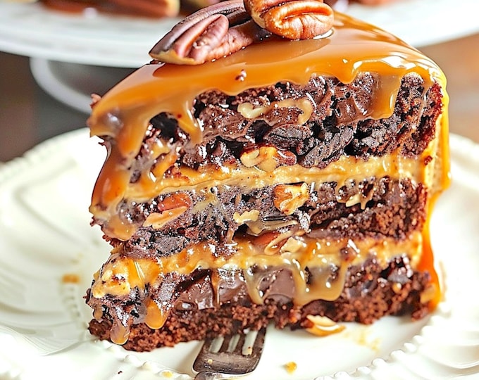 Turtle Caramel Cake Recipe PDF | Downloadable Easy Homemade Caramel Nut ...
