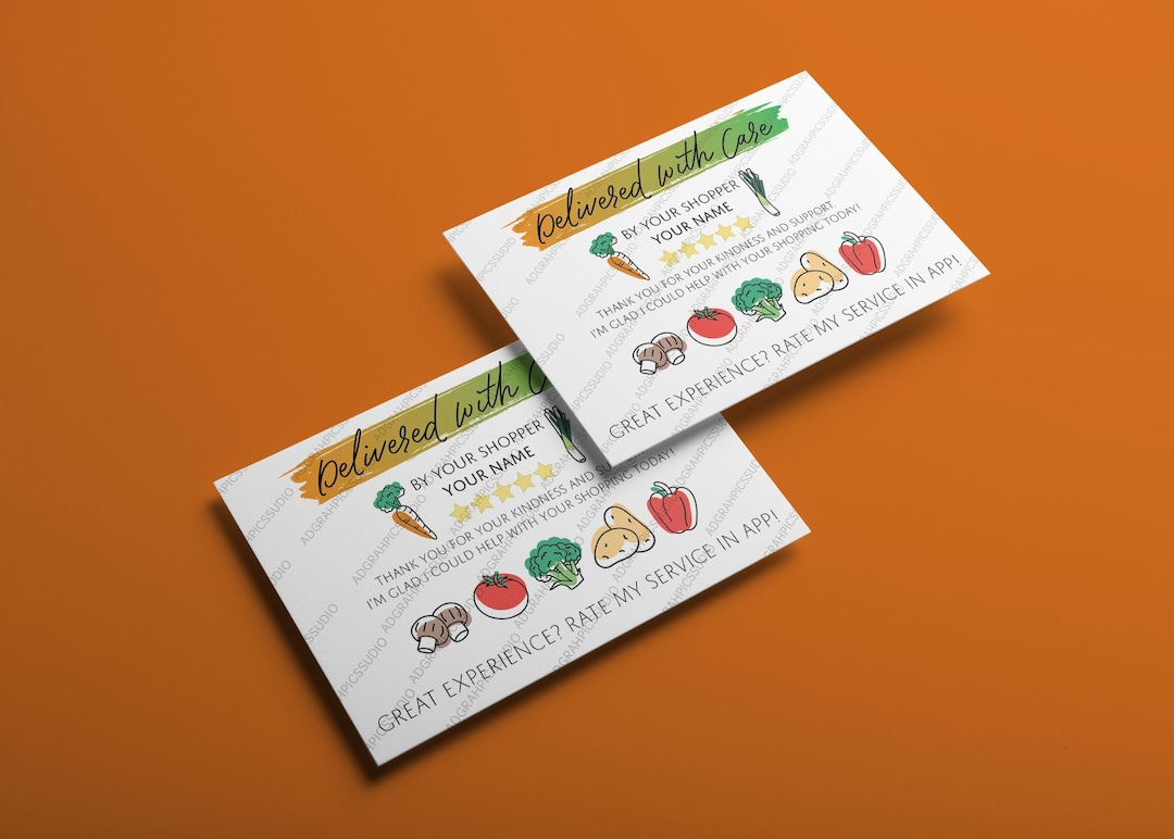 Thank You Cards for Grocery Delivery Instacart (custom Name) (5 X 3 In ...