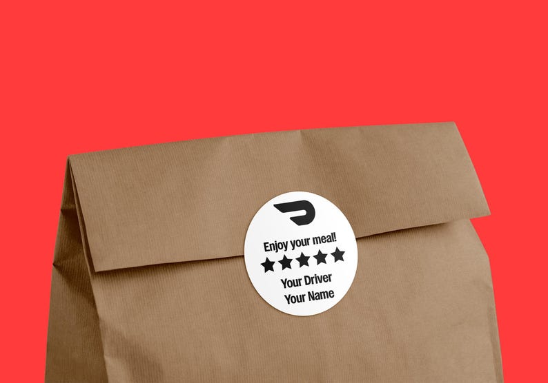 Doordash Custom Food Delivery Stickers 2 Inch Circle (black & White ...