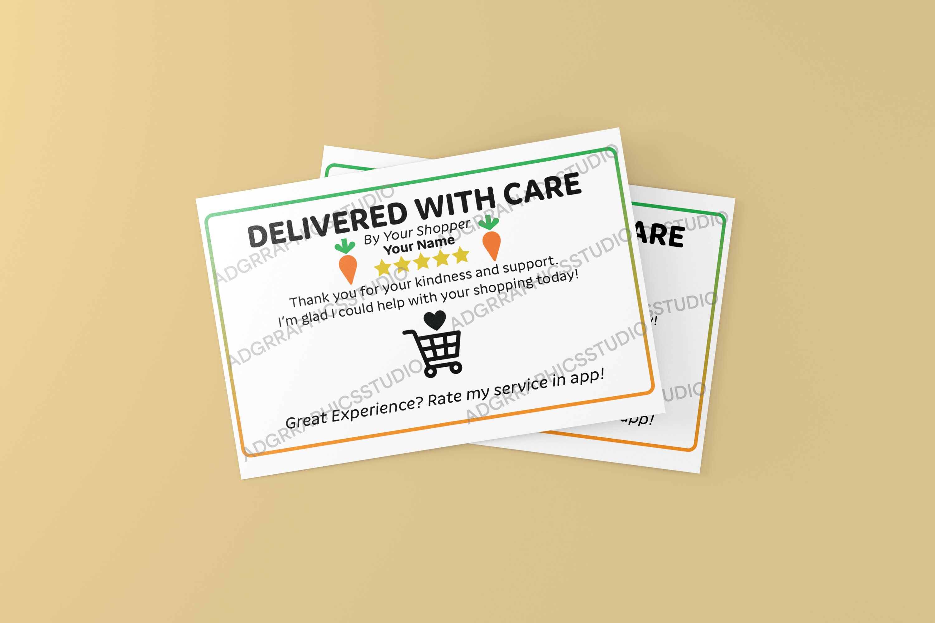 Thank You Cards for Grocery Delivery Instacart (custom Name) (5 X 3 In ...