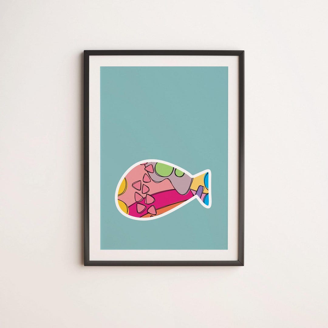 Meet Frankie Fish: a Playful Hand Drawn Fish Silhouette With Whimsical ...