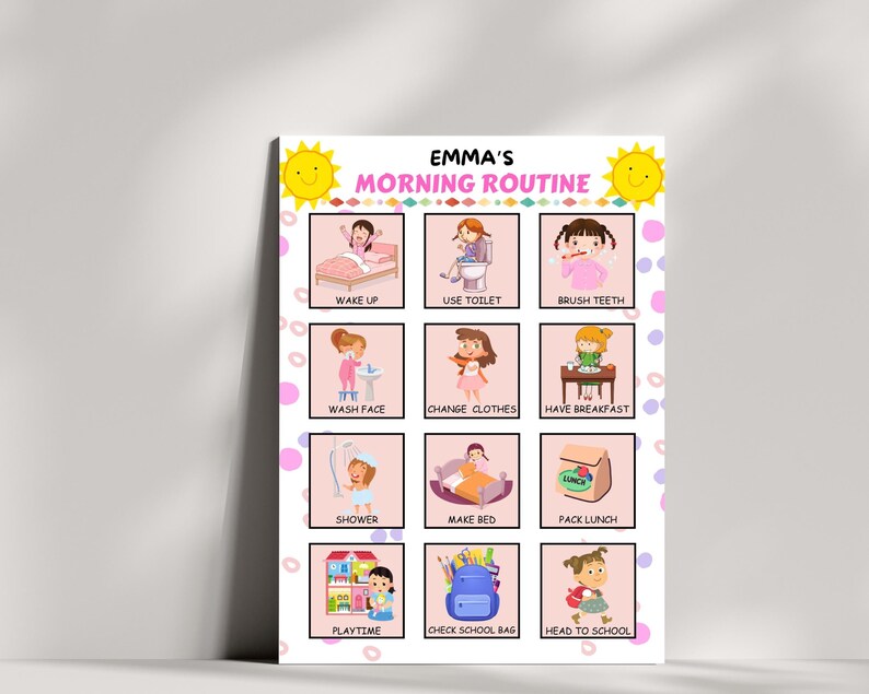 Daily Routine Cards Canva Editable Visual Schedule Toddler Routine ...