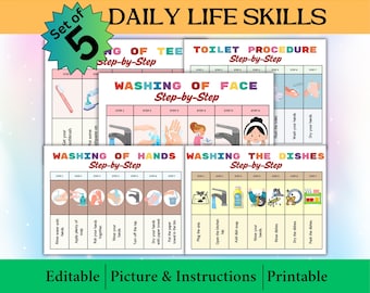 Daily Routine Cards Canva Editable Visual Schedule Toddler Routine ...