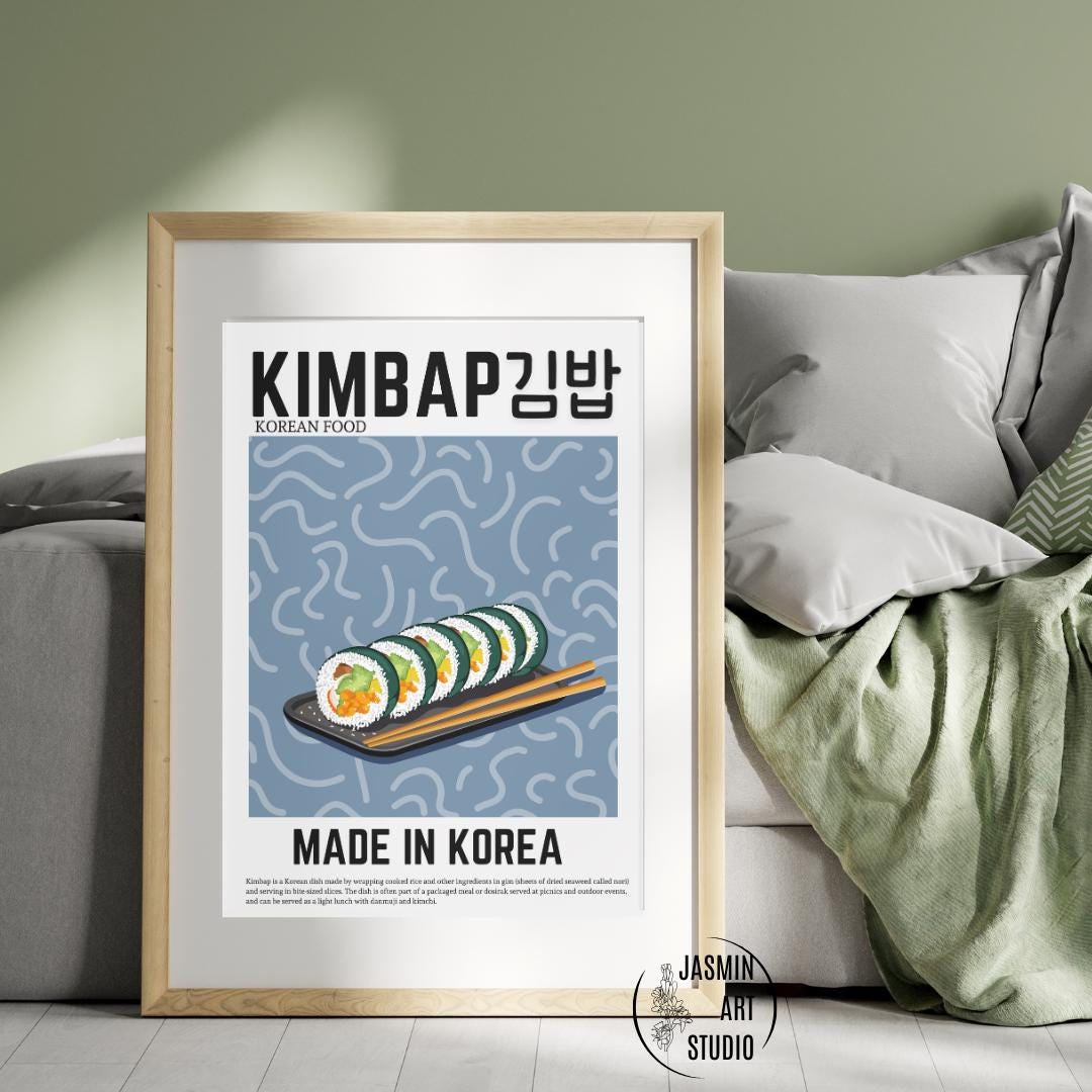 Kimbap Korean Food Art Printable Seoul Korean Art Kpop Kawaii Retro Poster Digital Korean Art ...