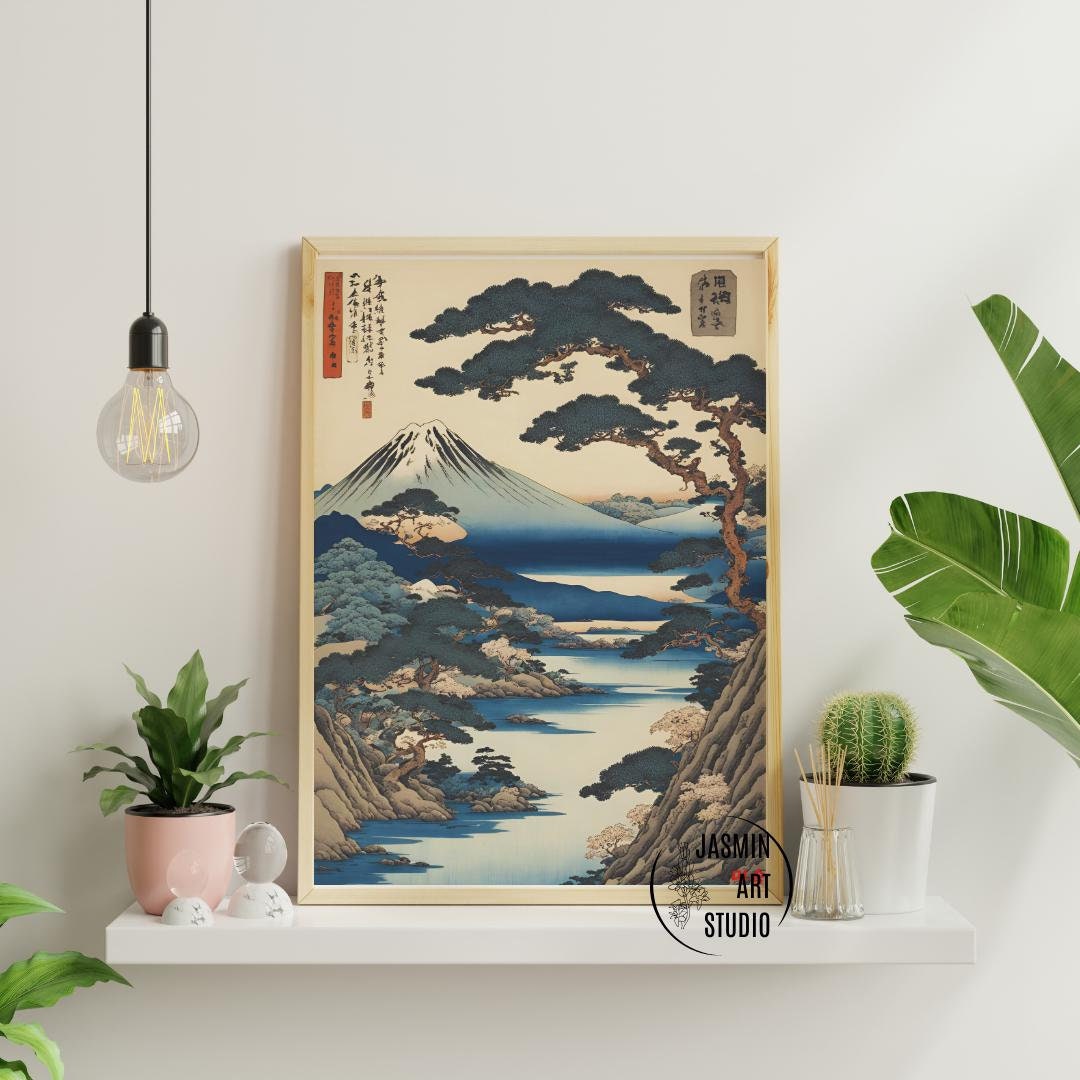 Hokusai Ukiyo-e Japanese Waterfall Wall Art Decor Landscape Poster ...