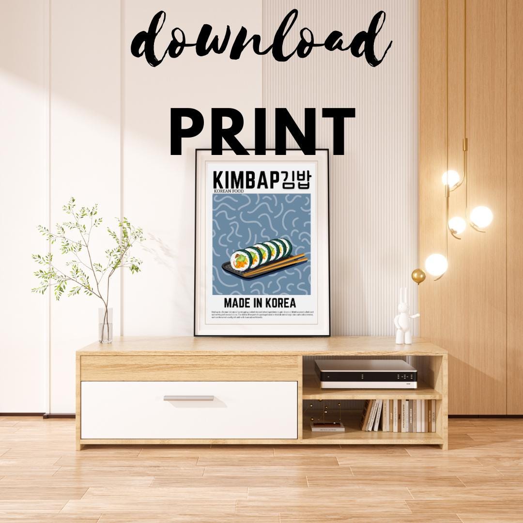 Kimbap Korean Food Art Printable Seoul Korean Art Kpop Kawaii Retro ...