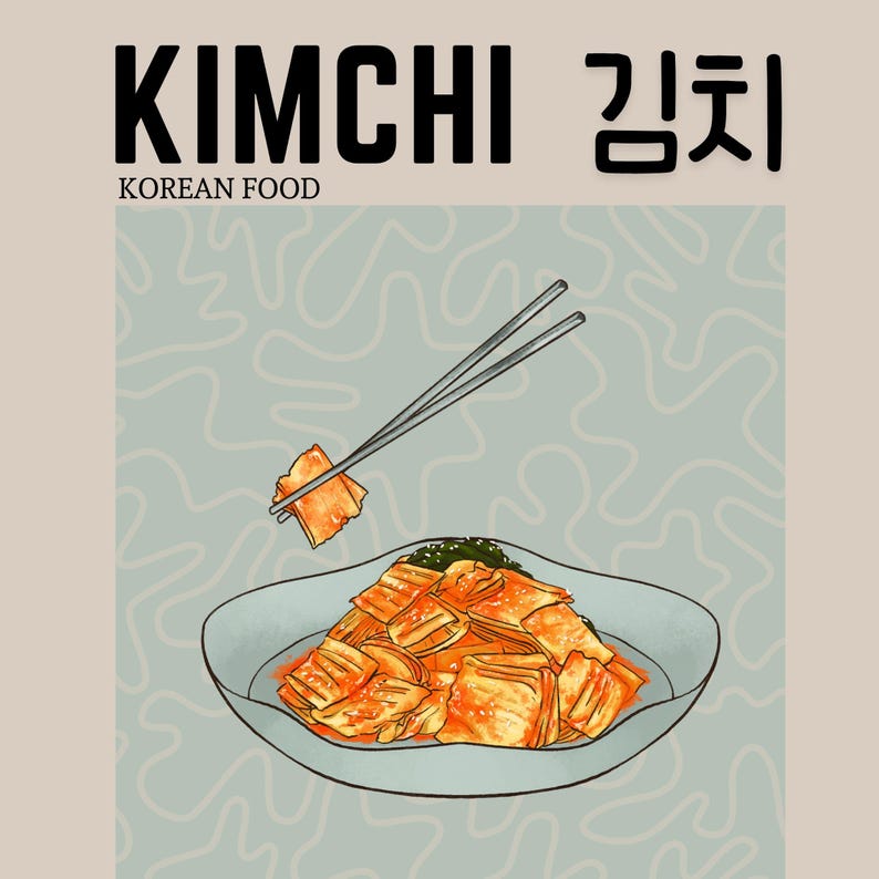 Kimchi Korean Food Art Print: Seoul Retro Kpop Poster (digital Download ...