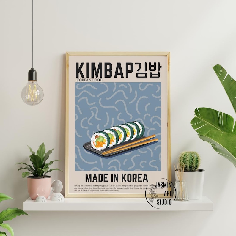 Kimbap Korean Food Art Printable Seoul Korean Art Kpop Kawaii Retro ...