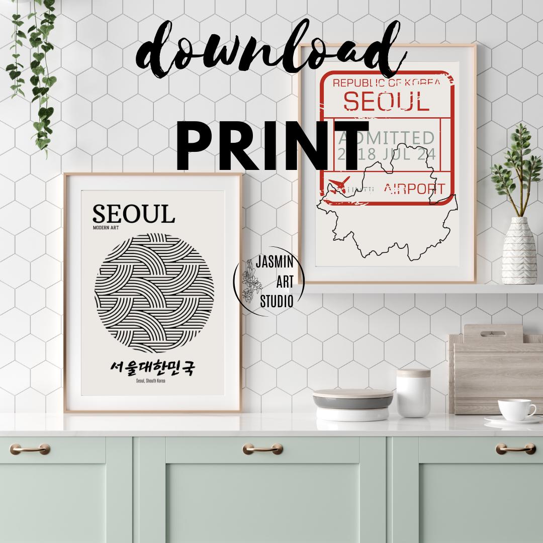Seoul Wall Art Printable Kpop Kawaii Poster Digital Korean Aesthetic ...