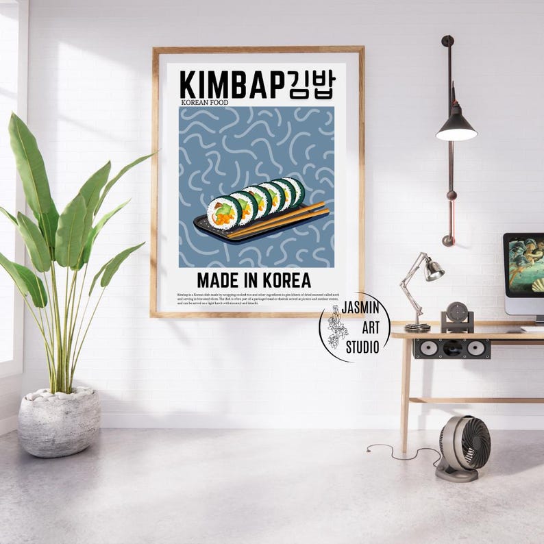 Kimbap Korean Food Art Printable Seoul Korean Art Kpop Kawaii Retro ...