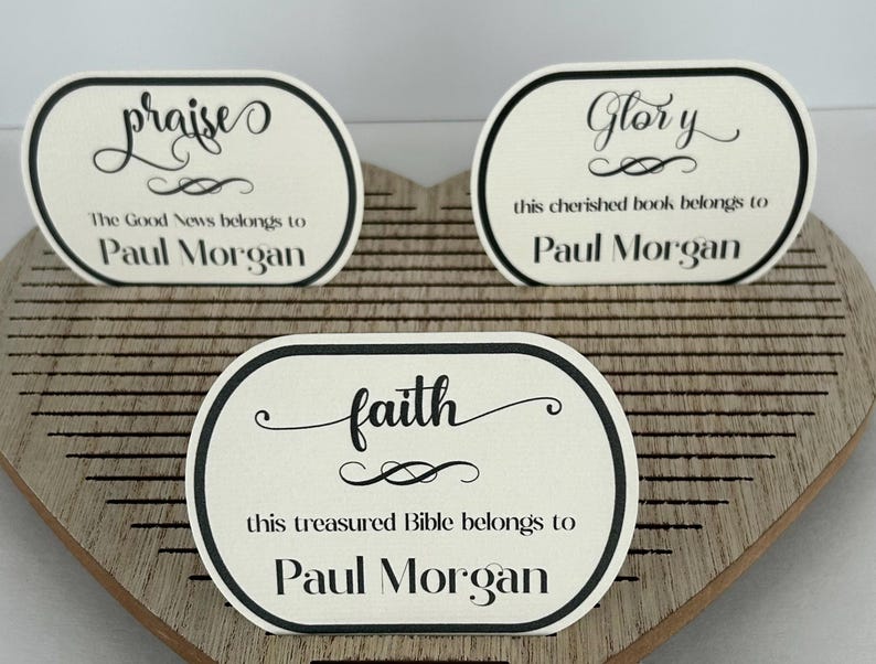 Personalized Faith Words Book Labels - Set of 7 Custom Unique Designs ...