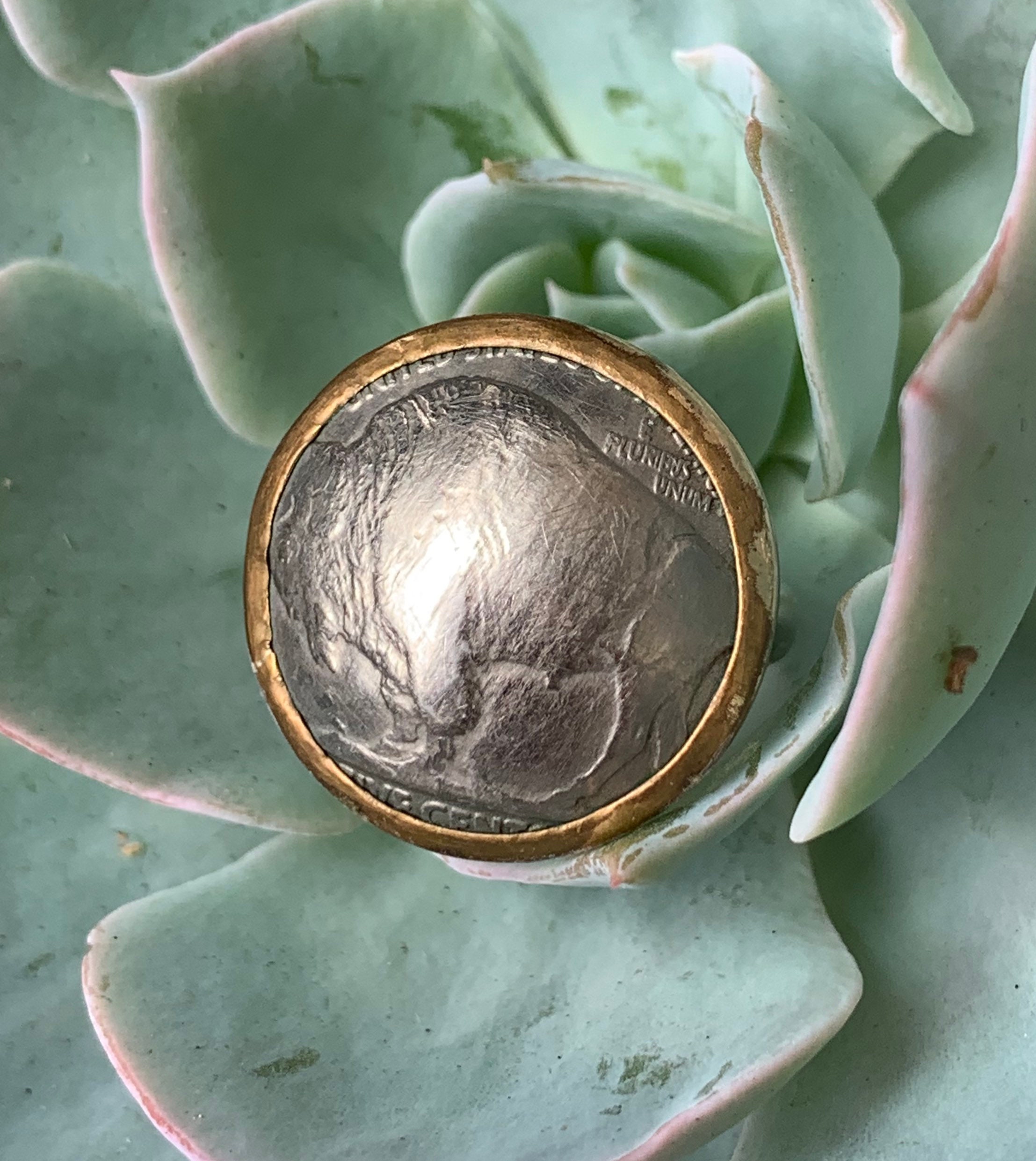 Buffalo Nickel Ring-sterling Silver and Gold Fill Domed Buffalo Nickel ...