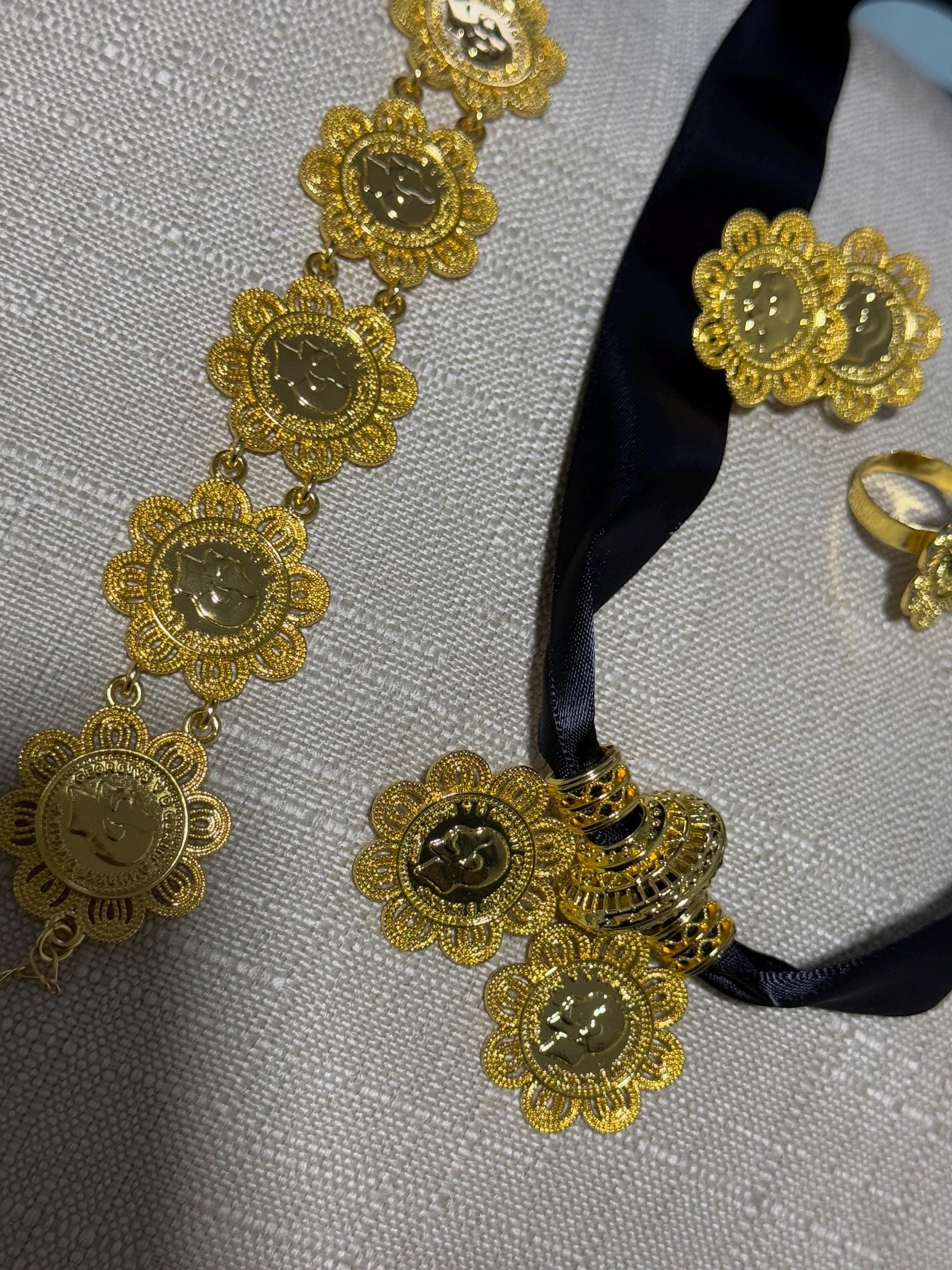 Ethiopian Eritrean Habesha Gold Set Necklace Earings and Ring African ...